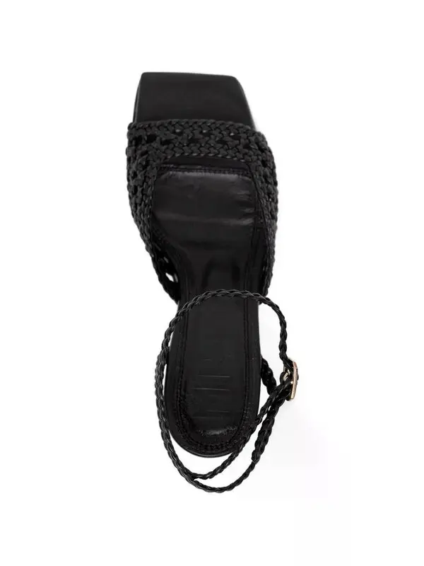 SOULIERS MARTINEZ Lea Braided Leather Sandals - Black