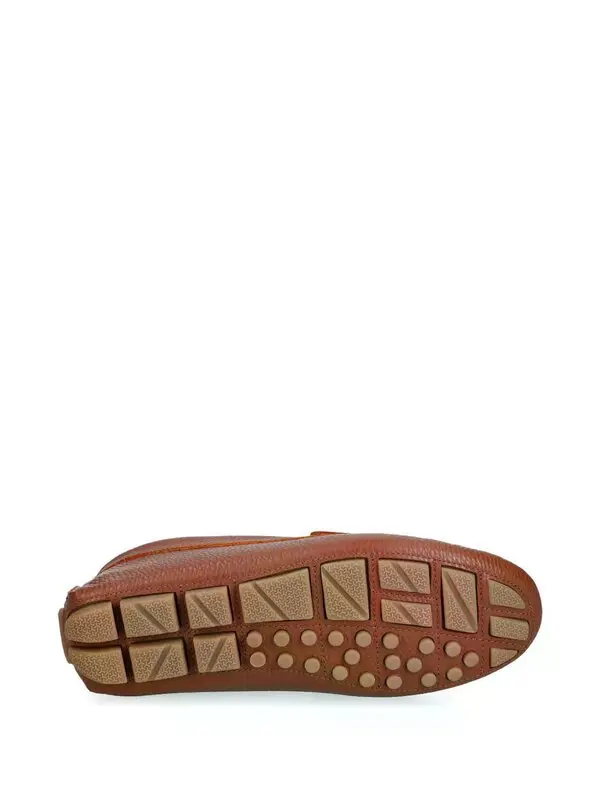 POLLINI Logo-plaque Pebbled-leather Loafers