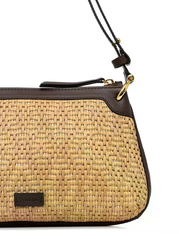 POLLINI Woven Leather Trim Shoulder Bag