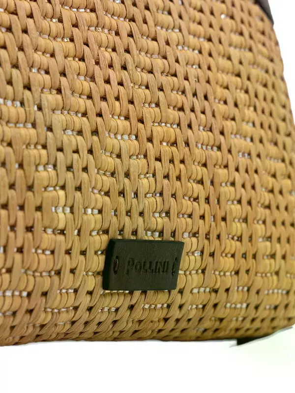 POLLINI Woven Leather Trim Shoulder Bag