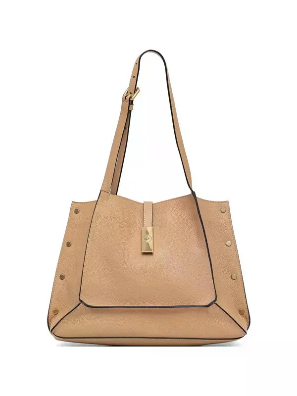 POLLINI Leather Tote Bag With Stud Embellishments - Neutrals