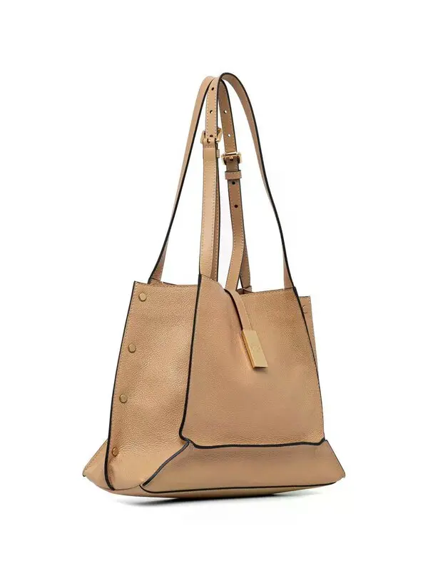 POLLINI Leather Tote Bag With Stud Embellishments - Neutrals