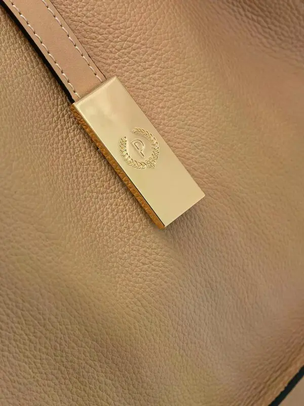 POLLINI Leather Tote Bag With Stud Embellishments - Neutrals