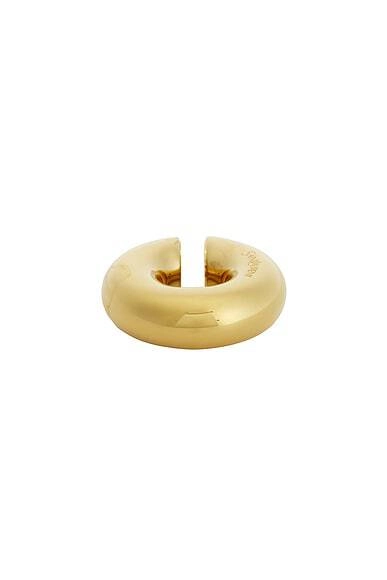 Saint Laurent Oversized Tubular Earcuff In Gold Tone Brass