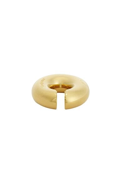 Saint Laurent Oversized Tubular Earcuff In Gold Tone Brass