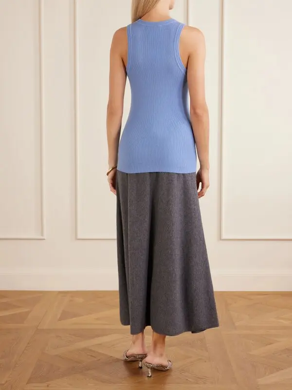 LISA YANG Ribbed Cotton And Cashmere-blend Tank Top