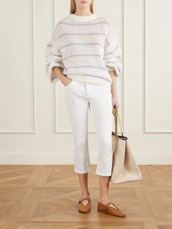 LISA YANG Sabelle Striped Knitted Wool And Silk-blend Sweater