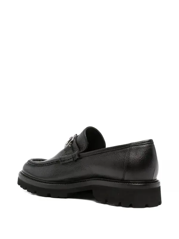 JOHN HARRISON Pebble-grain Leather Lug-sole Loafers With Gunmetal-tone Logo Bit