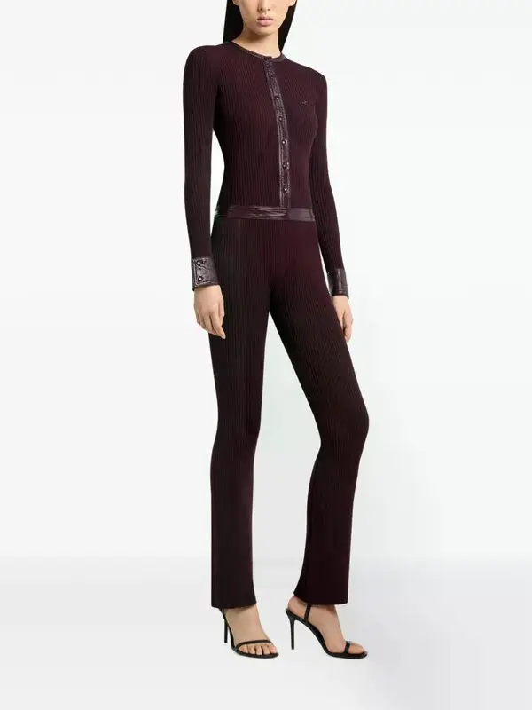 COURREGES Ribbed-knit Cardigan With Vinyl Trim