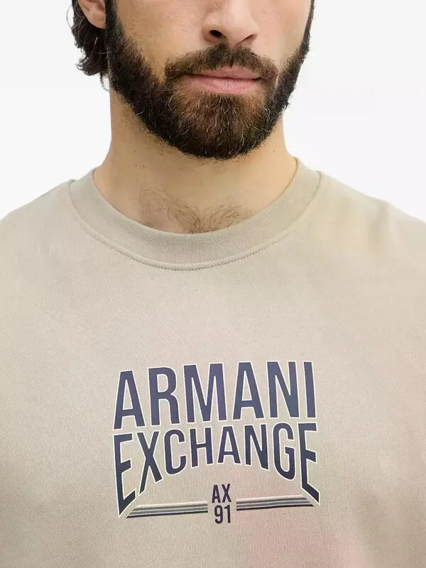 Armani Exchange Logo Print Crew Neck Sweatshirt - Neutrals