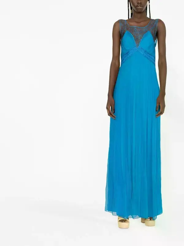 Alberta Ferretti Cornely Embroidered Silk Maxi Dress - Blue