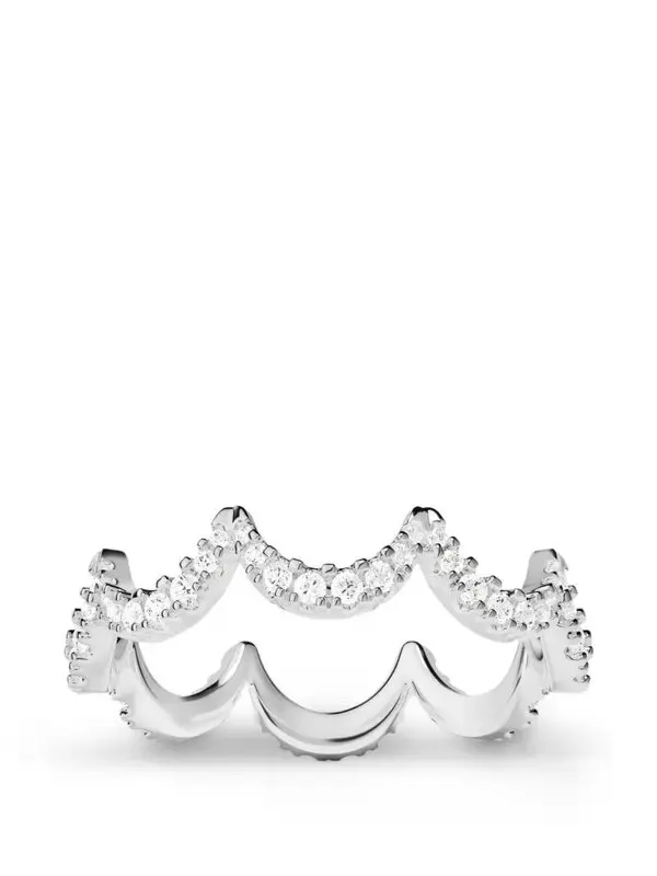 APM MONACO Tone Waves Embellished Ring - Silver