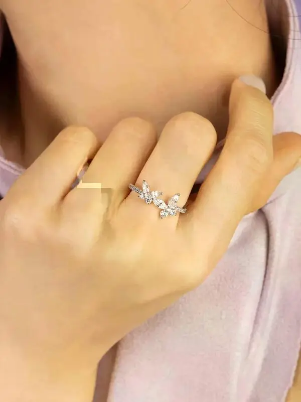 APM MONACO Double Butterfly Ring With Crystal Embellishments