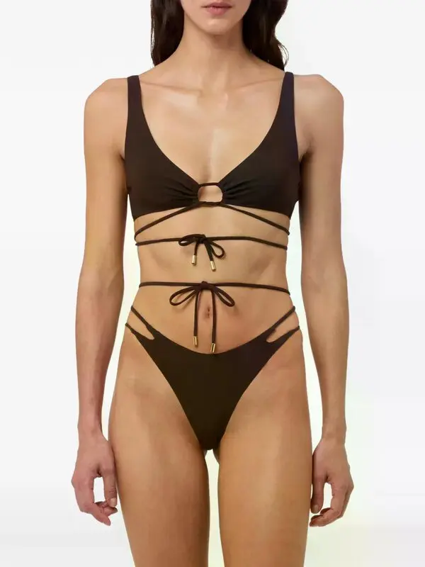 Moschino Wrap-around Tie-fastening V-neck Bikini Top