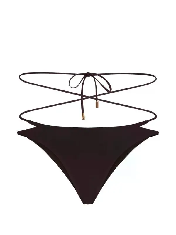 Moschino Wrap-around Tie Cut-out Bikini Bottoms - Brown