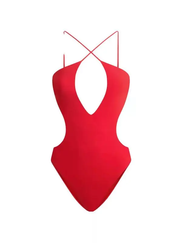Moschino Cut-out Halterneck Swimsuit - Red