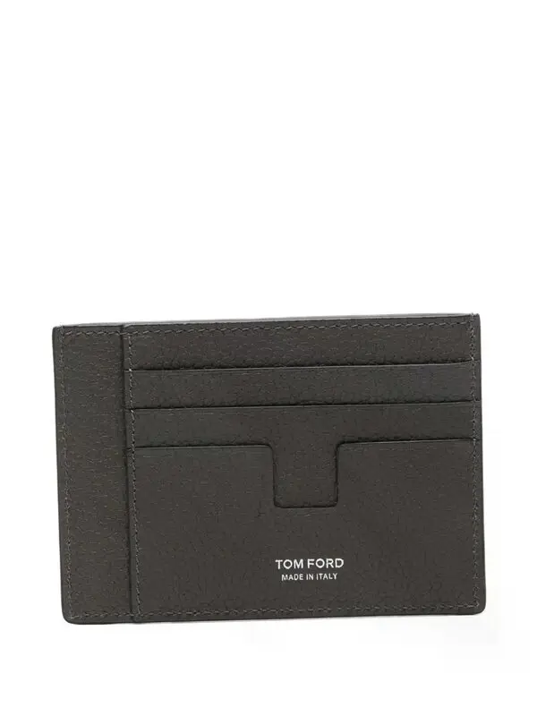TOM FORD T-line Grained Leather Cardholder - Grey