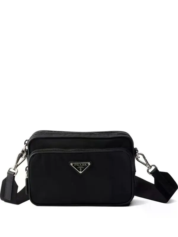 Prada Re-nylon And Saffiano Leather Shoulder Bag - Black