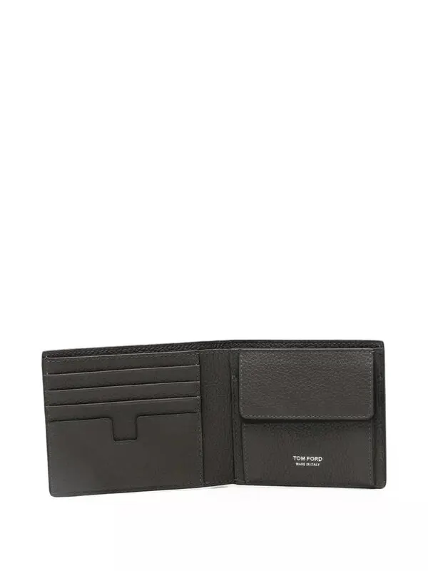 TOM FORD Logo-print Grained Leather Wallet - Grey