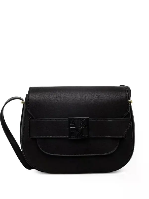 Armani Exchange Susy Logo-plaque Foldover Saddle Bag - Black