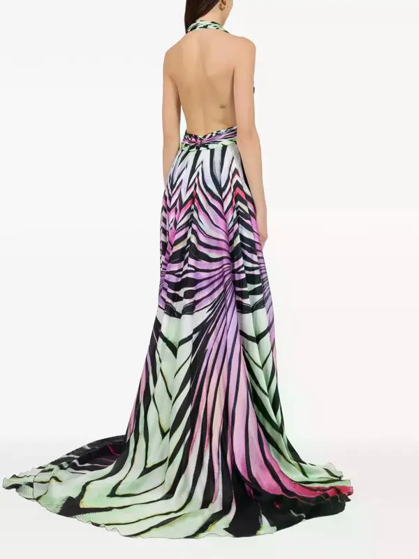 Roberto Cavalli Printed Halterneck Maxi Dress