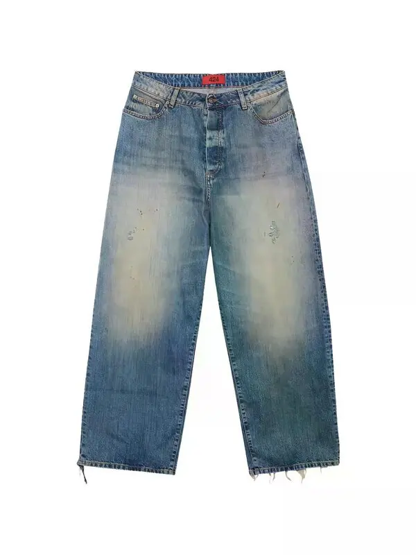 424 Distressed-effect Wide-leg Jeans - Blue
