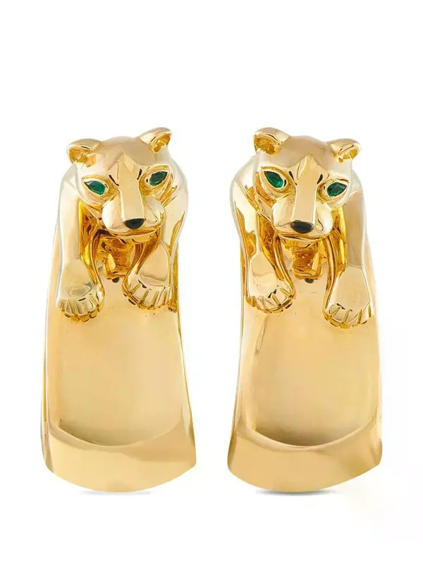 Cartier Panthère Onyx And Emerald Earrings - Gold