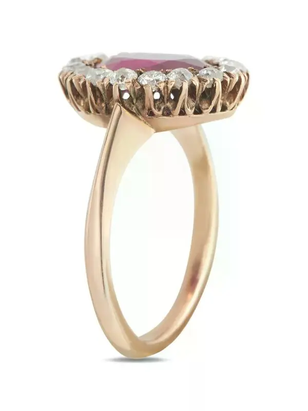 LB EXCLUSIVE 18k Rose Gold Oval Ruby And Diamond Ring - Pink