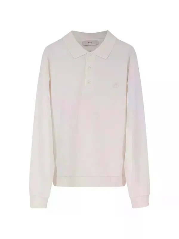 DUNST Logo-patch Long-sleeved Polo Shirt - Neutrals