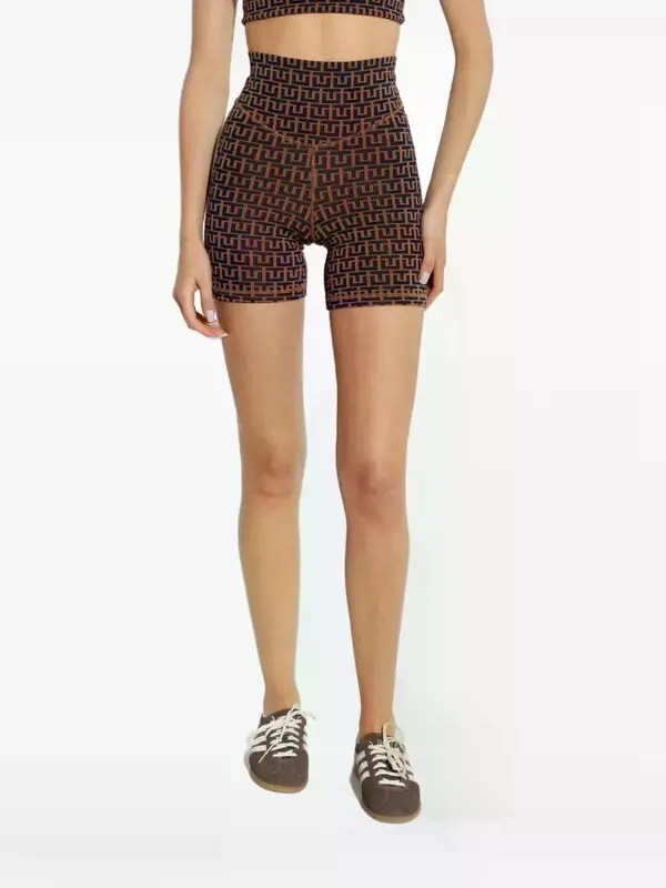 The Upside Castilla Printed High-waisted Shorts - Brown