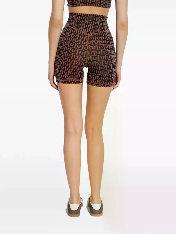 The Upside Castilla Printed High-waisted Shorts - Brown