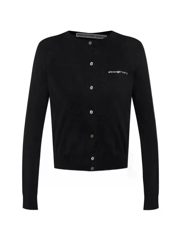 Alexander Wang Crystal-embellished Logo Cardigan - Black