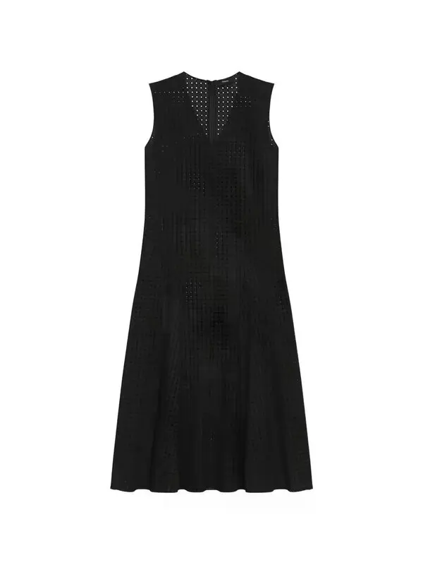 Theory V-neck Midi Dress With Eyelet Detailing - Black