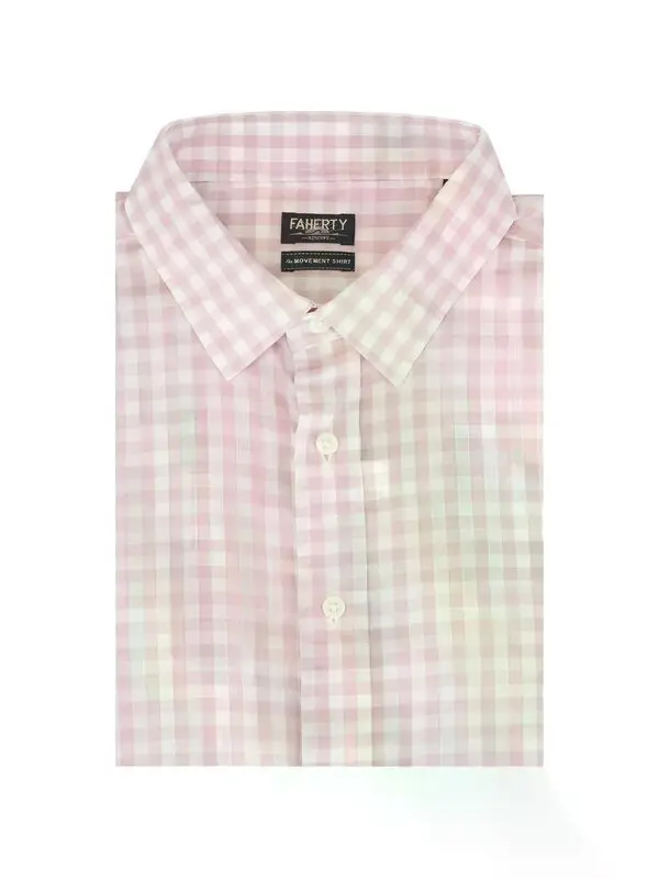 Faherty Brand Movement Gingham-print Stretch Shirt - Pink
