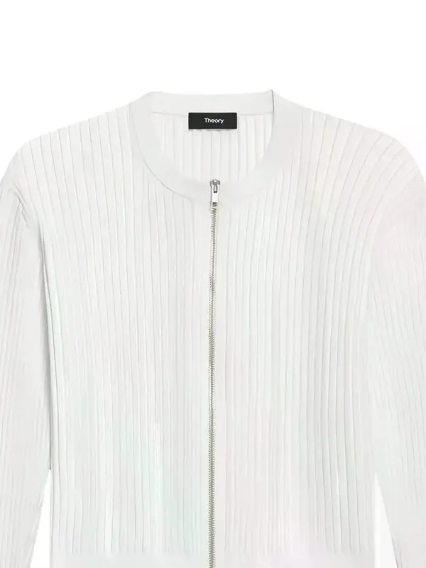 Theory Pointelle Ribbed Cardigan - White