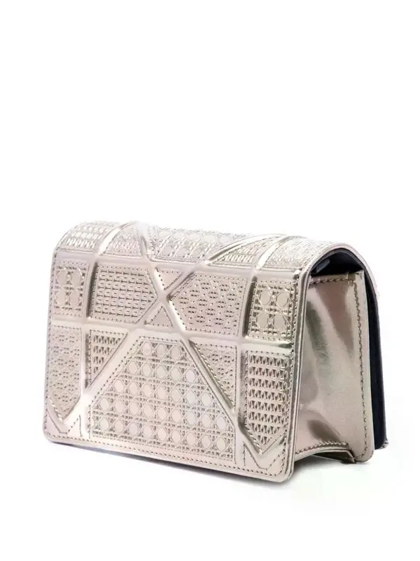 Dior Metallic Patent Microcannage Diorama Wallet On Chain Crossbody Bag