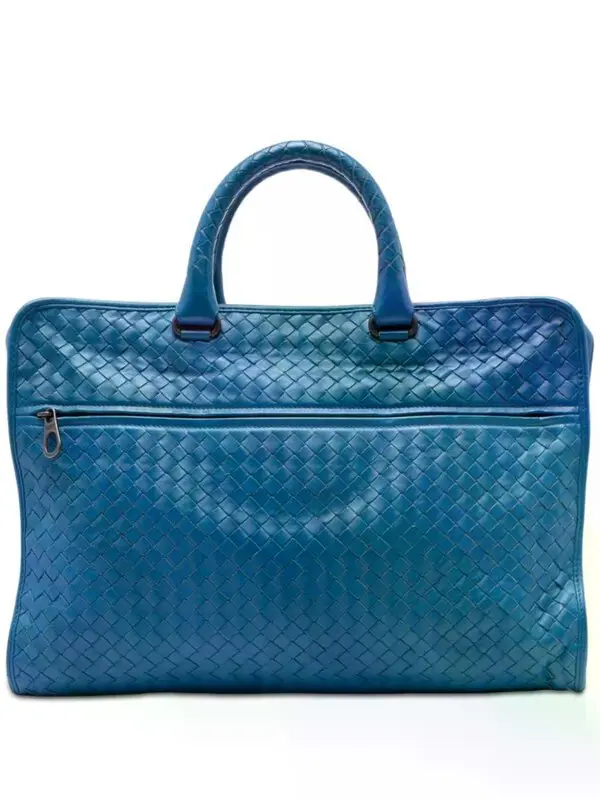 Bottega Veneta Intrecciato Nappa Leather Briefcase - Blue
