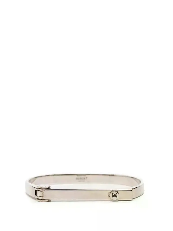 LOUIS VUITTON Brass Hinge Lock Bangle Bracelet - Silver