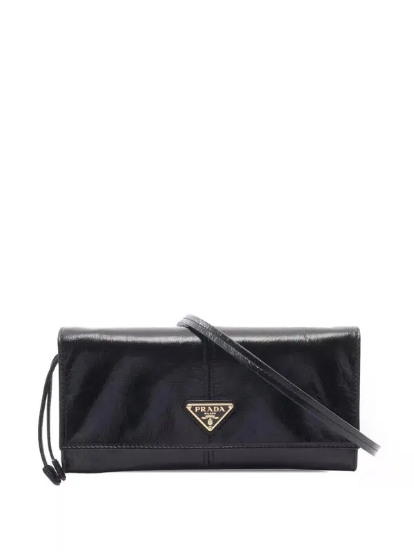 Prada Calfskin Wallet On Strap Crossbody Bag - Black