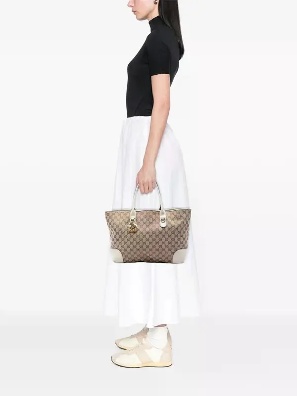 Gucci Gg Canvas Heart Bit Tote Bag - White