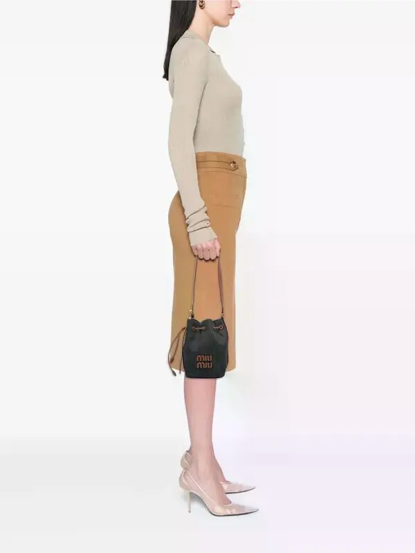 Miu Miu Denim Logo Bucket Bag