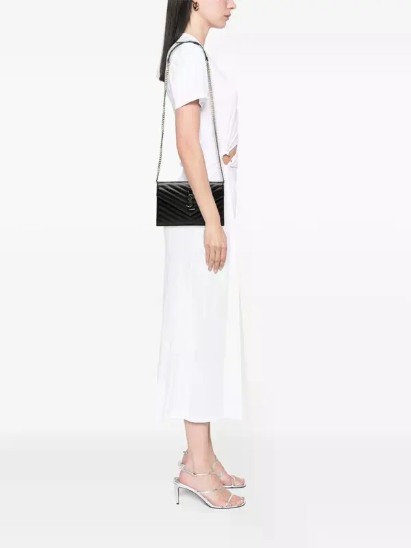 Saint Laurent Cassandre Chain Wallet Crossbody Bag - Black