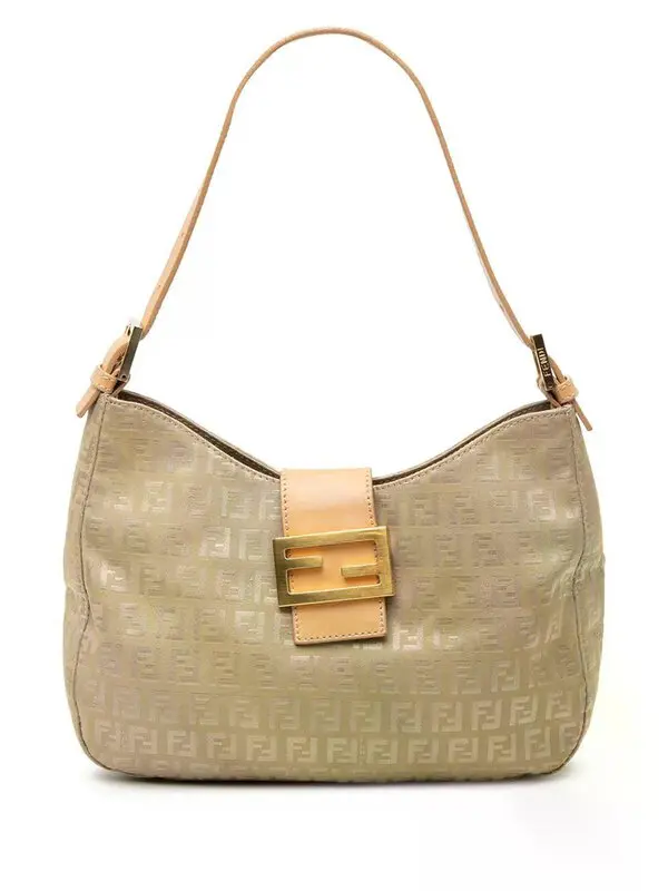 Fendi Zucchino Canvas Shoulder Bag - Neutrals