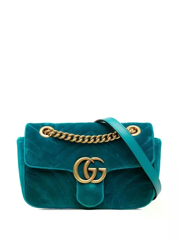 Gucci Small Gg Marmont Matelassé Shoulder Bag - Blue