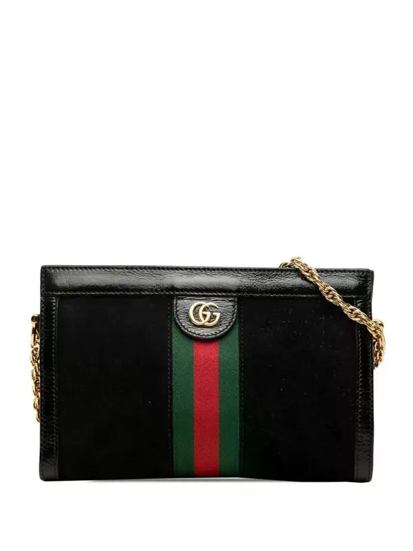 Gucci Small Suede Web Ophidia Chain Crossbody Bag - Black
