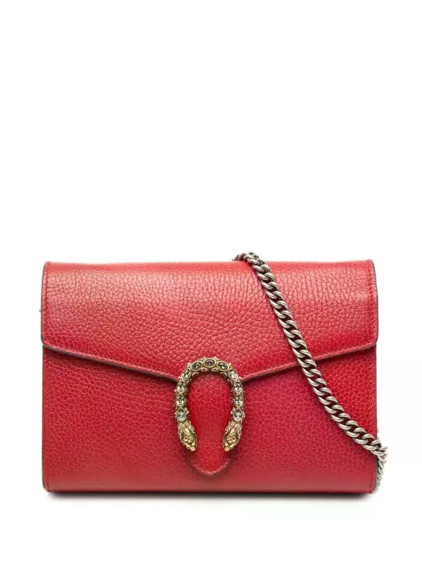 Gucci 2016-2026 Calfskin Dionysus Wallet On Chain Crossbody Bag - Red