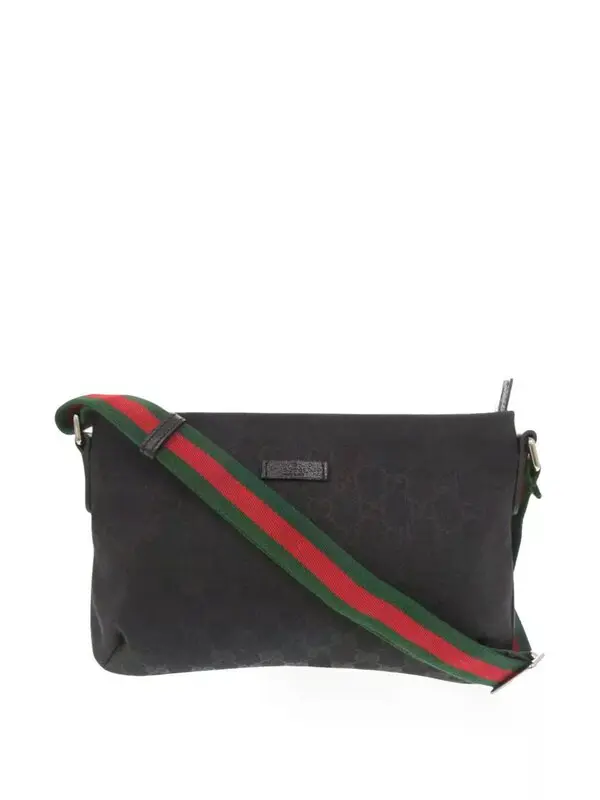 Gucci Gg Canvas Web Crossbody Bag - Black