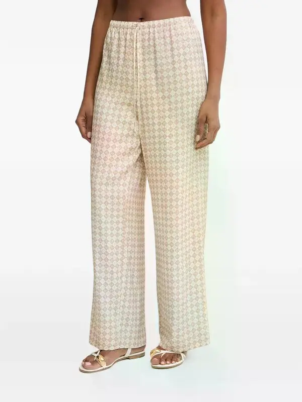 TRUSSARDI Check Pattern Drawstring Waist Trousers - Neutrals