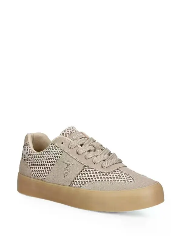 TRUSSARDI Mesh Panelled Suede Sneakers - Neutrals