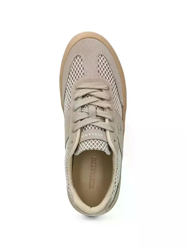TRUSSARDI Mesh Panelled Suede Sneakers - Neutrals